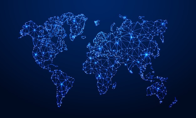 Premium Vector | Polygonal map. Digital globe map, blue polygons earth ... Premium Vector | Polygonal map. Digital globe map, blue polygons earth ...