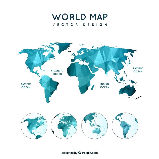Premium Vector | Polygonal world map Premium Vector | Polygonal world map