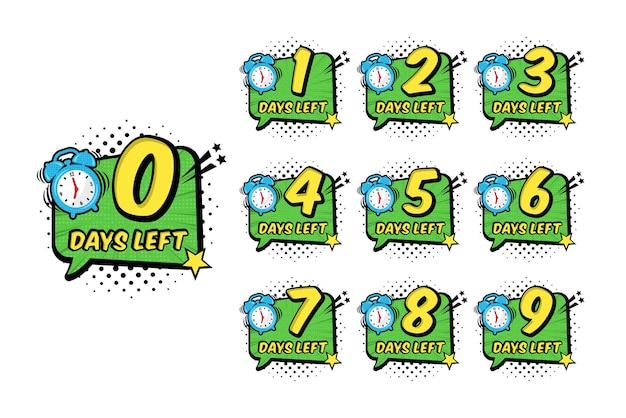 Premium Vector | Pop art number days left countdown timer Premium Vector | Pop art number days left countdown timer