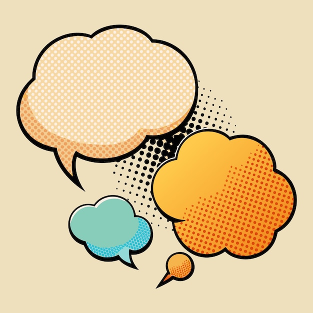 Premium Vector | Pop Art Speech Bubbles Set Premium Vector | Pop Art Speech Bubbles Set