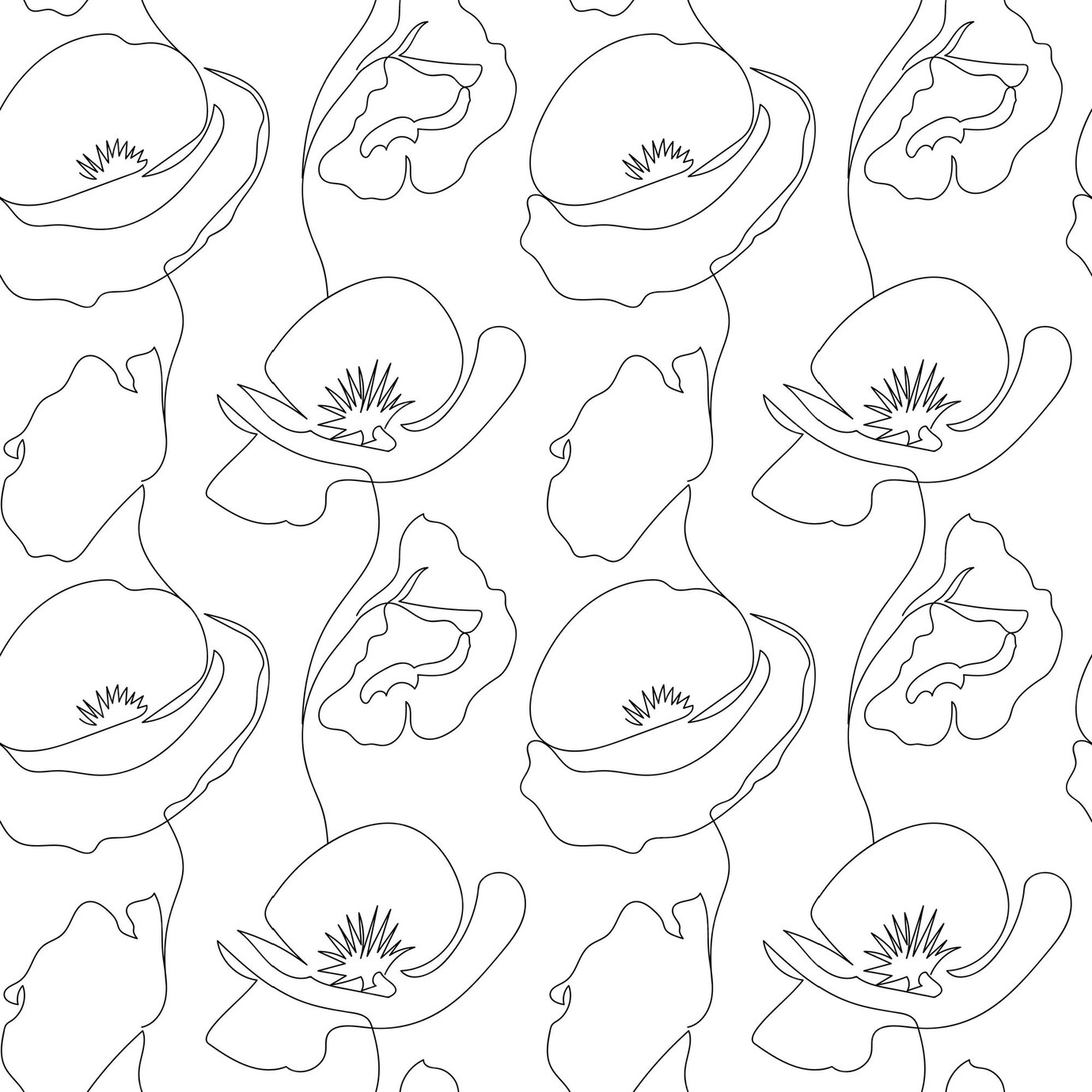 Premium Vector Poppies In Single Continuous Line Drawing Style