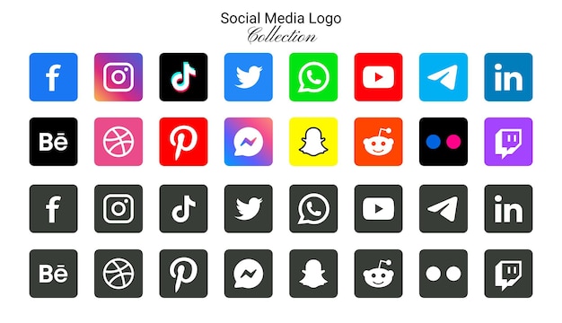 Premium Vector | Popular social network symbols social media logo icon set Premium Vector | Popular social network symbols social media logo icon set