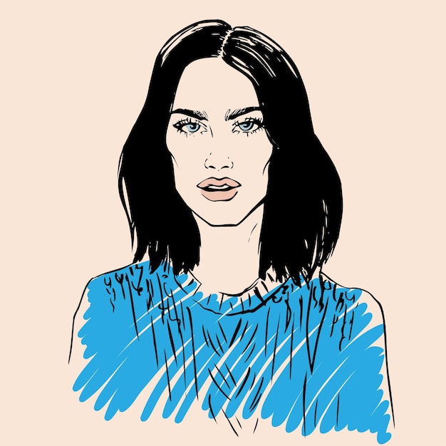 Premium Vector Portrait Of A Beautiful Girl For A Fashion Magazine