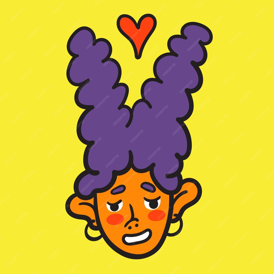 Premium Vector Portrait Of A Girl In Flat Style Vector Drawing Of A