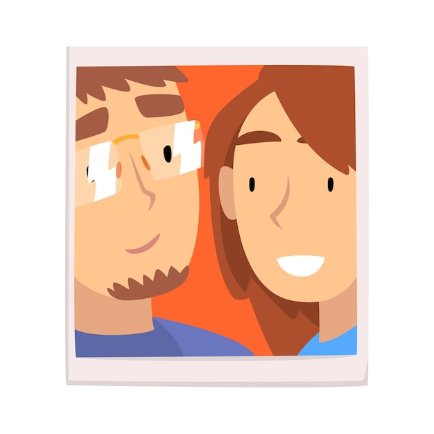Premium Vector Portrait Of Happy Guy And Girl Smiling Couple In Love Photo Vector Illustration