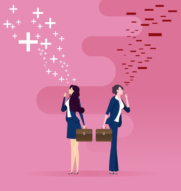 Premium Vector | Positive and negative thinking Premium Vector | Positive and negative thinking