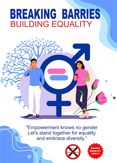 Premium Vector A Poster Breaking Barriers Building Equality Gender