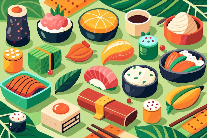 Premium Vector A Poster Of Sushi And Sushi Is Shown With Different Types Of Sushi