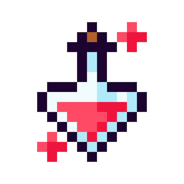 Premium Vector | Potion Pixel Art gaming item, game pixel potion. Premium Vector | Potion Pixel Art gaming item, game pixel potion.