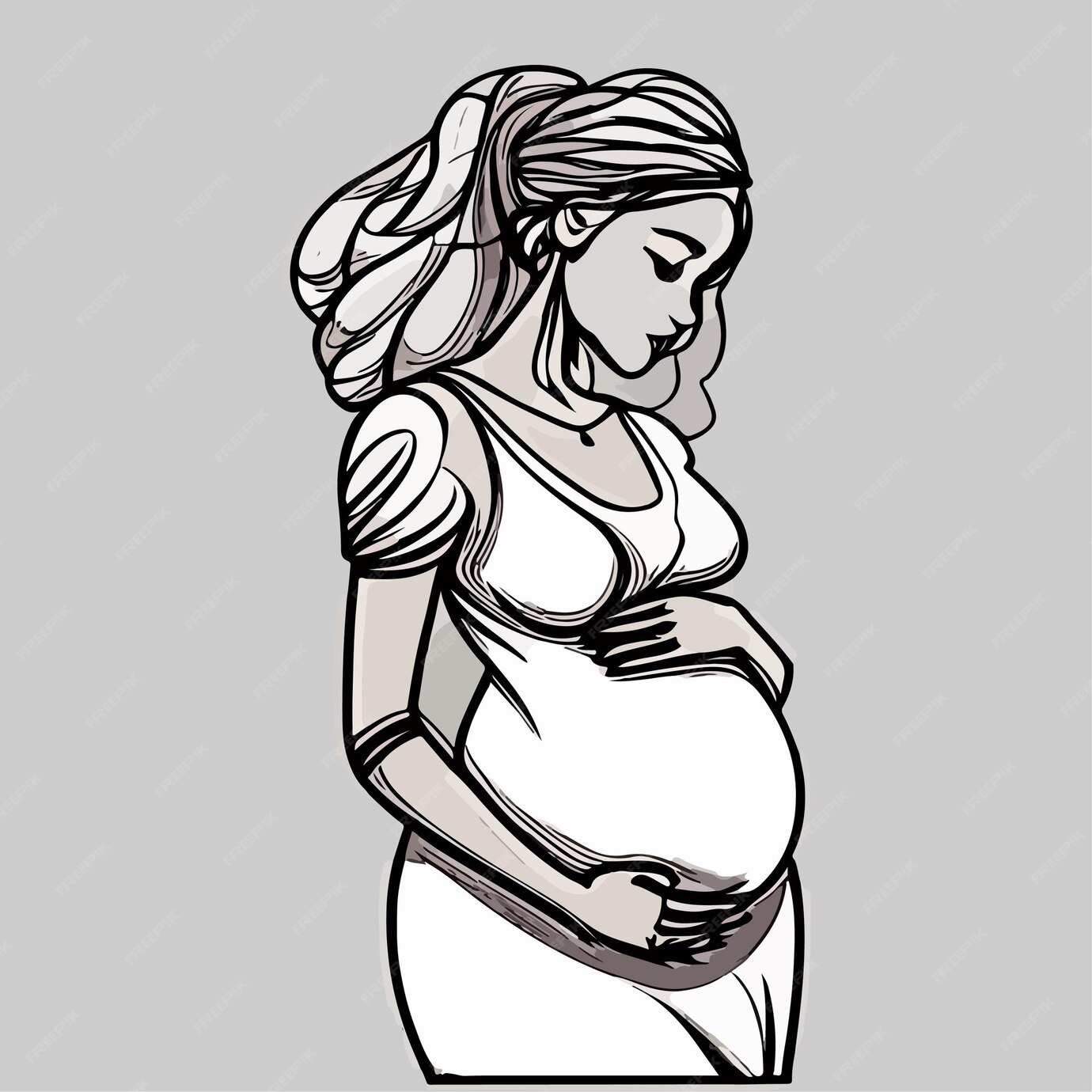 Premium Vector Pregnant Mother Illustration In Elegant Line Art Style Pregnant Women Vector