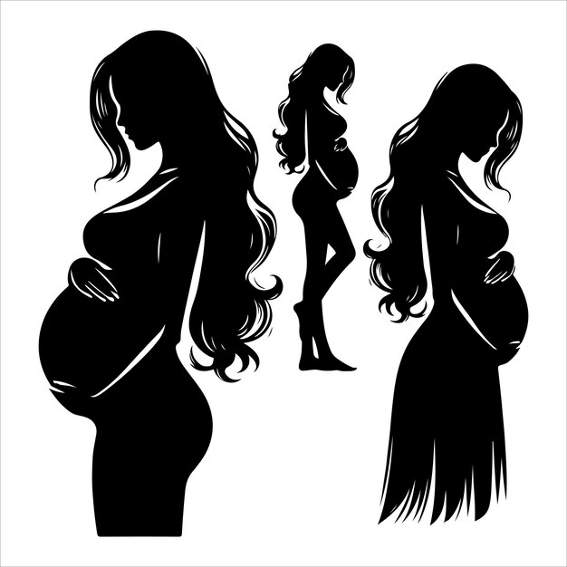 Premium Vector Pregnant Woman Silhouette Vector Illustration