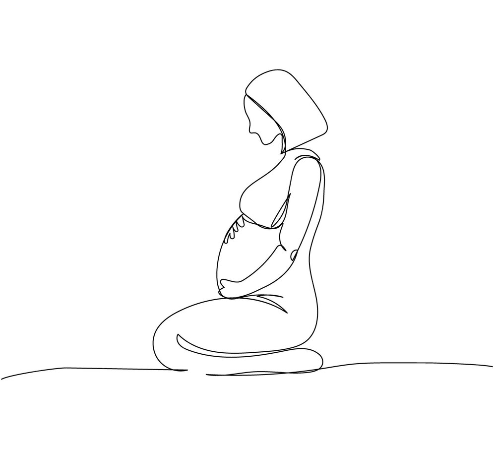 Premium Vector Pregnant Woman Sitting And Stroking Her Belly One Line Art Continuous Line