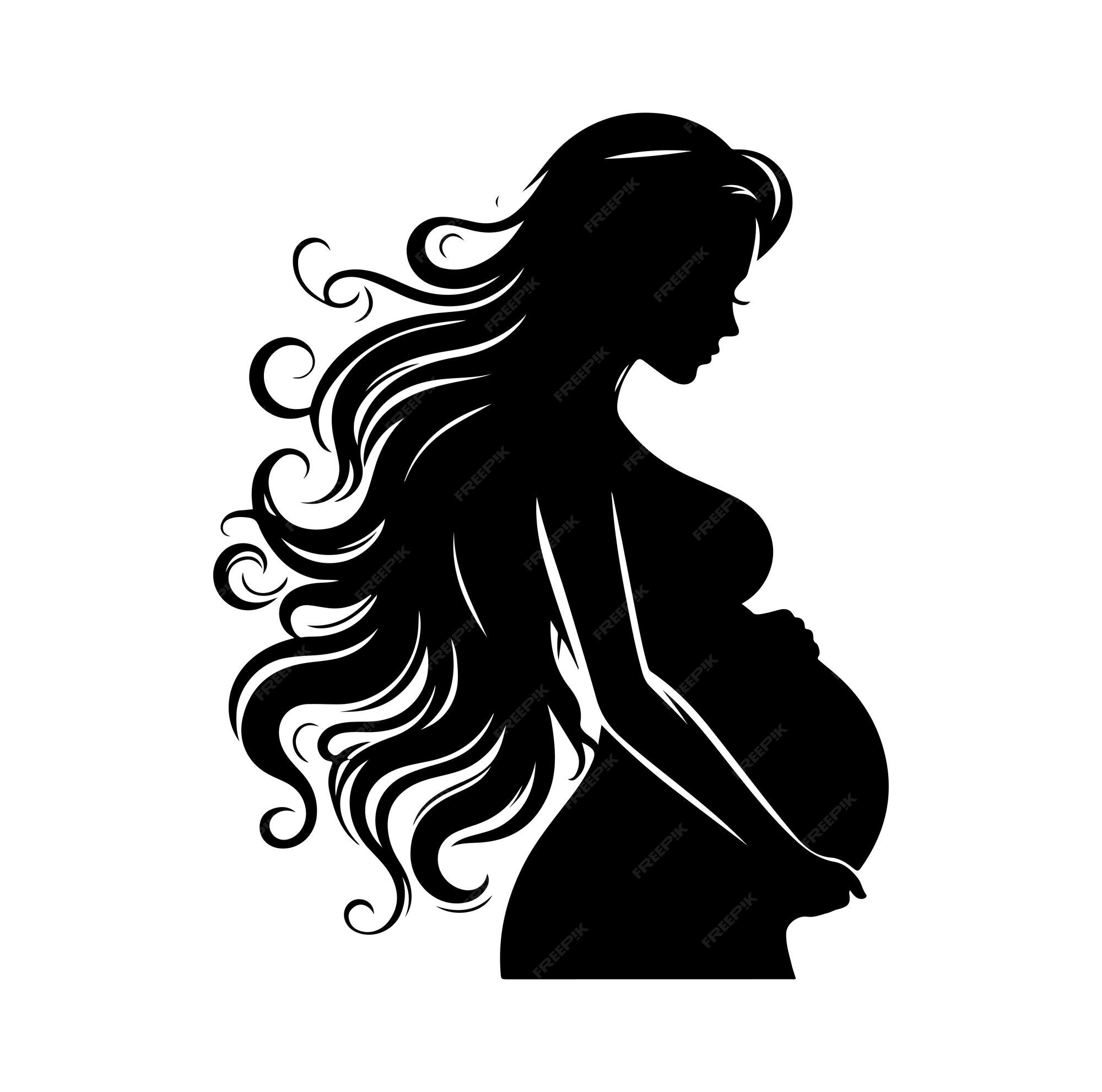 Premium Vector Pregnant Woman Vector Silhouette Vector Illustration