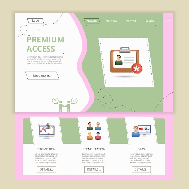 Premium Vector | Premium access flat landing page website template ... Premium Vector | Premium access flat landing page website template ...