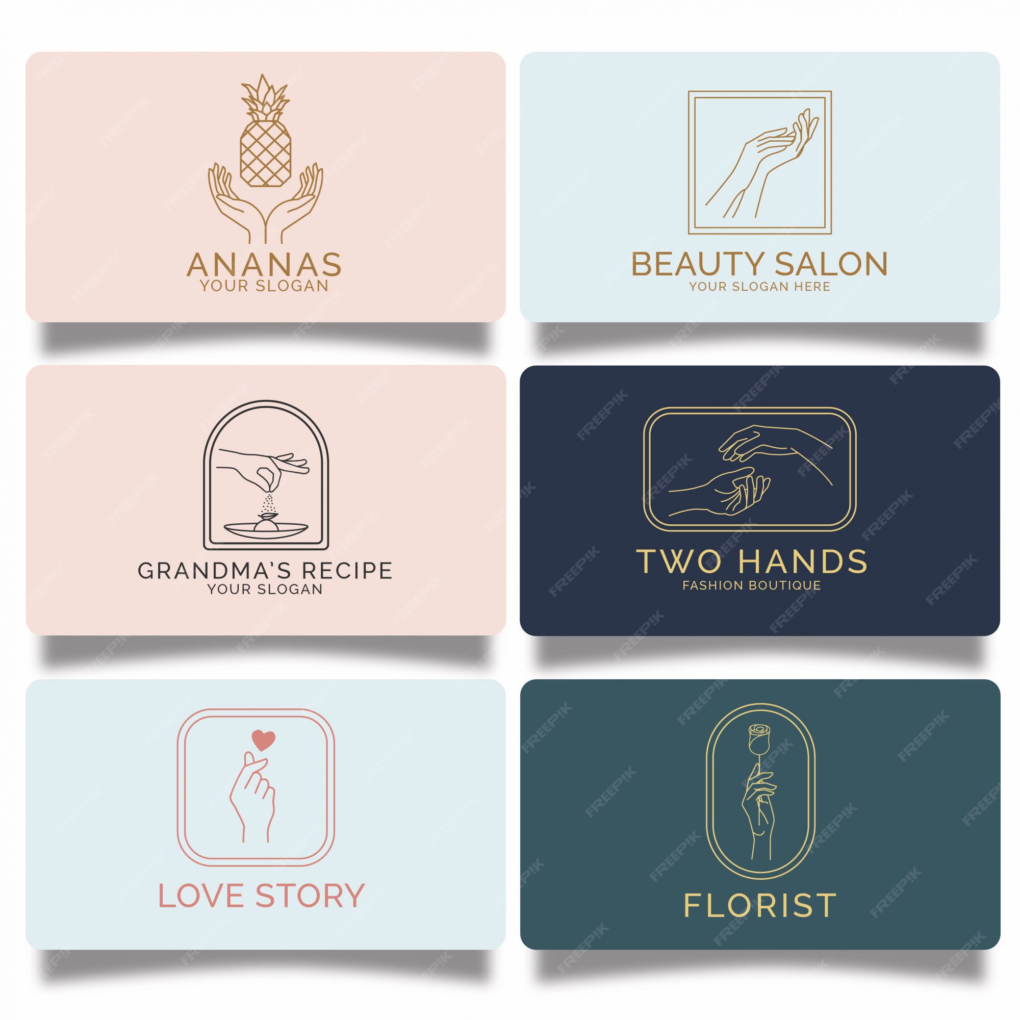 Premium Vector | Premium Feminine Hand Logos Set Premium Vector | Premium Feminine Hand Logos Set