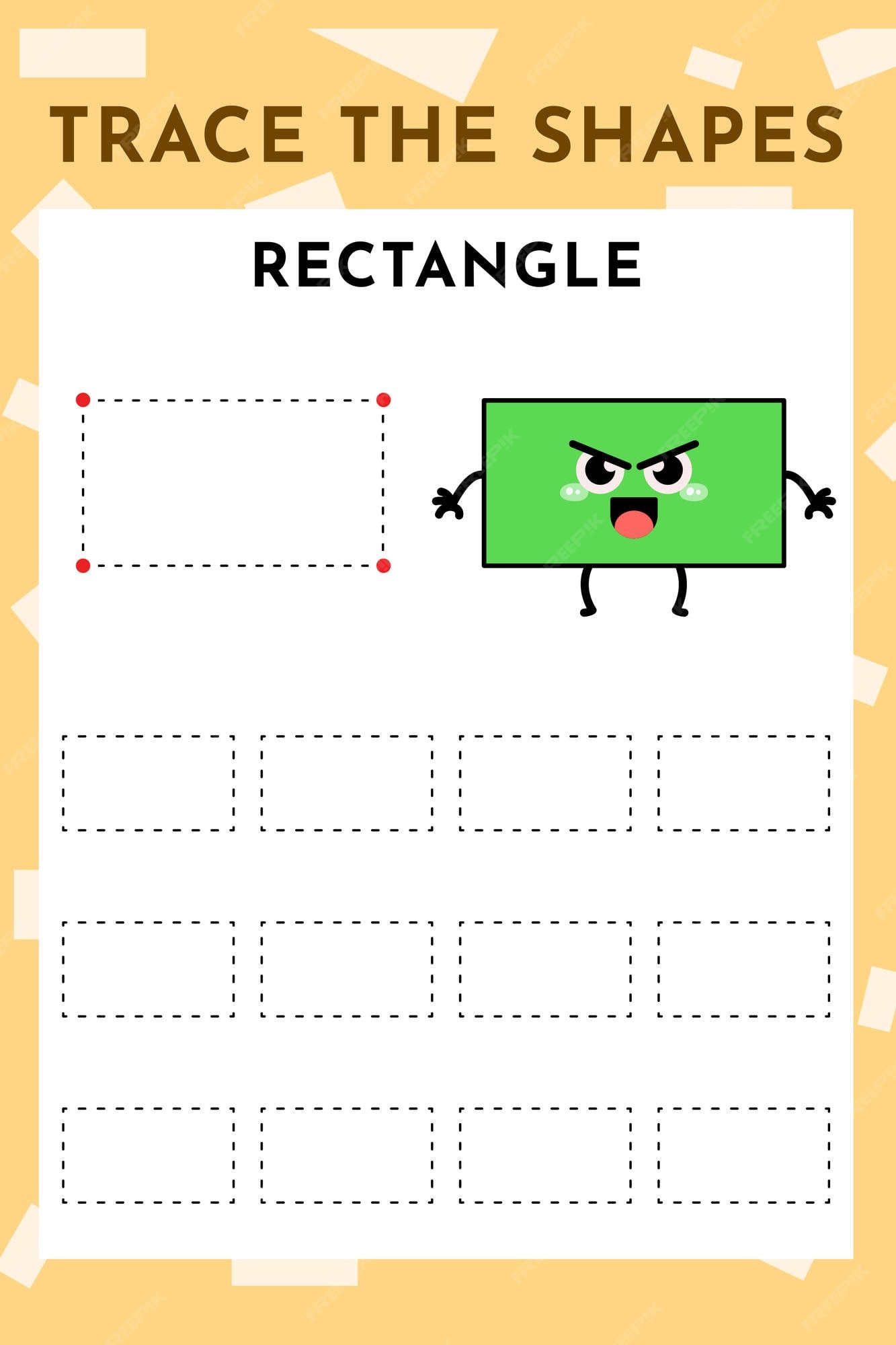 Premium Vector | Preschool educational shapes tracing worksheet trace ... Premium Vector | Preschool educational shapes tracing worksheet trace ...