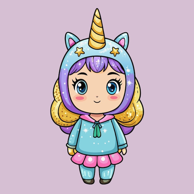 Premium Vector Pretty Unicorn Girl With Sparkly Horn Cartoon Vector