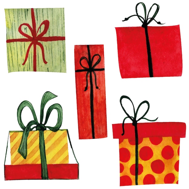 Premium Vector | Print isolated set of watercolor crafting gifts. Premium Vector | Print isolated set of watercolor crafting gifts.