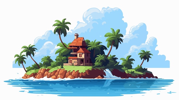Private Island Vector Pixel Art Cartoon | Premium AI-generated vector Private Island Vector Pixel Art Cartoon | Premium AI-generated vector