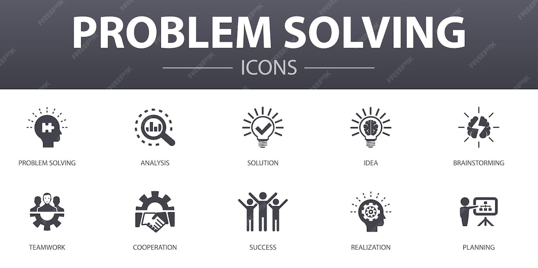 Premium Vector | Problem solving simple concept icons set. Contains ...
