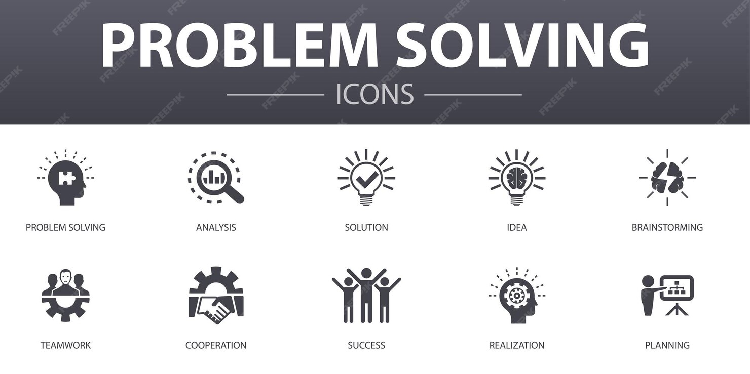 Premium Vector | Problem solving simple concept icons set. Contains ...