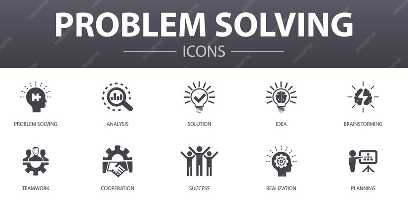 Premium Vector | Problem solving simple concept icons set. Contains ...