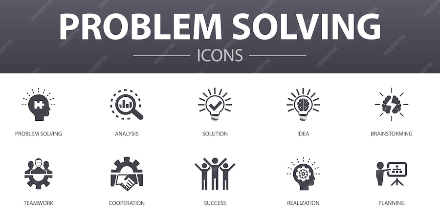 Premium Vector | Problem solving simple concept icons set. Contains ...