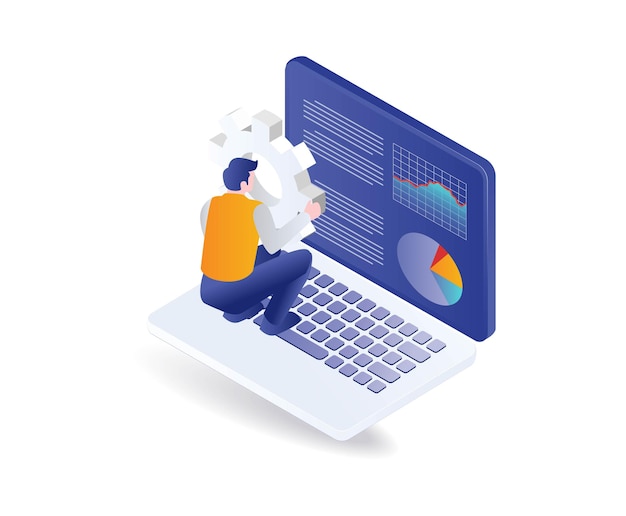 Premium Vector | The process of analyzing data with maintenance Premium Vector | The process of analyzing data with maintenance