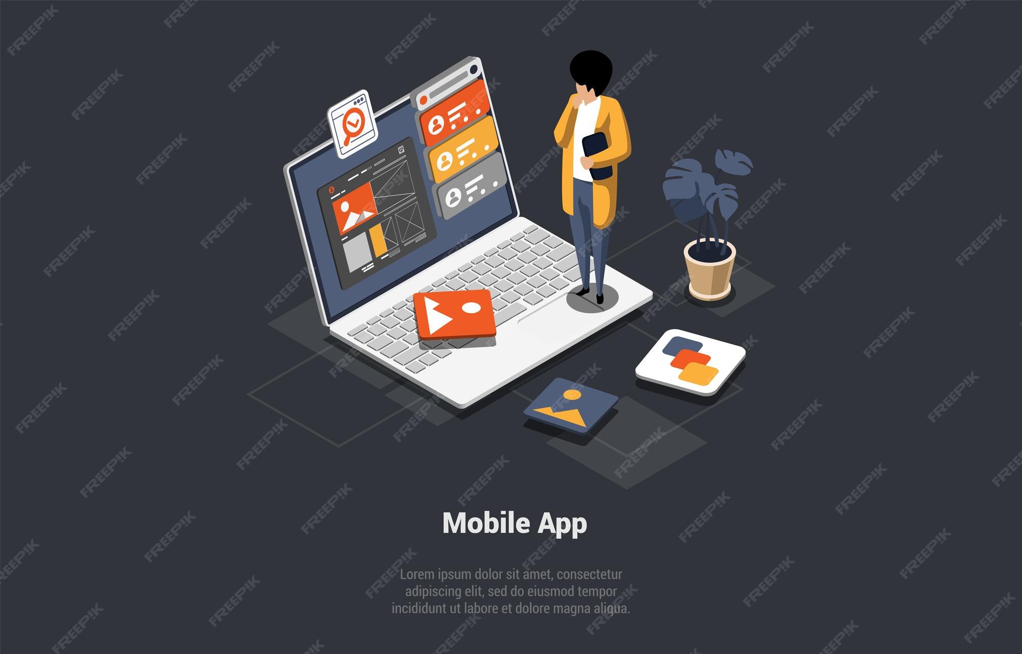 Premium Vector Process Of Mobile Application Development Ux Ui Design Analysis Trends And 