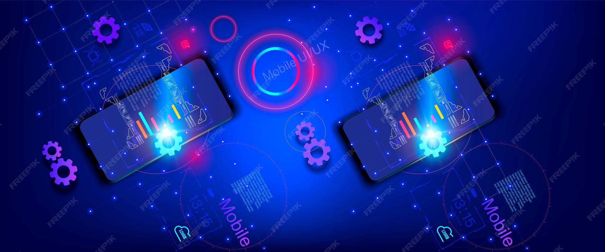 Premium Vector Process Of Programming And Testing Digital Code On A Smartphone Platform