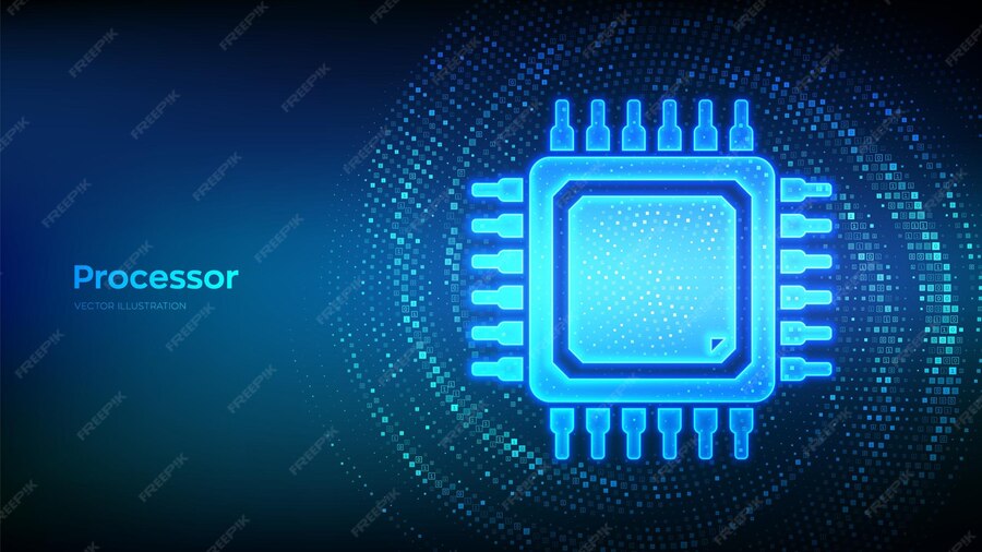 Premium Vector | Processor cpu microprocessor or chip icon made with binary code computer chip ...