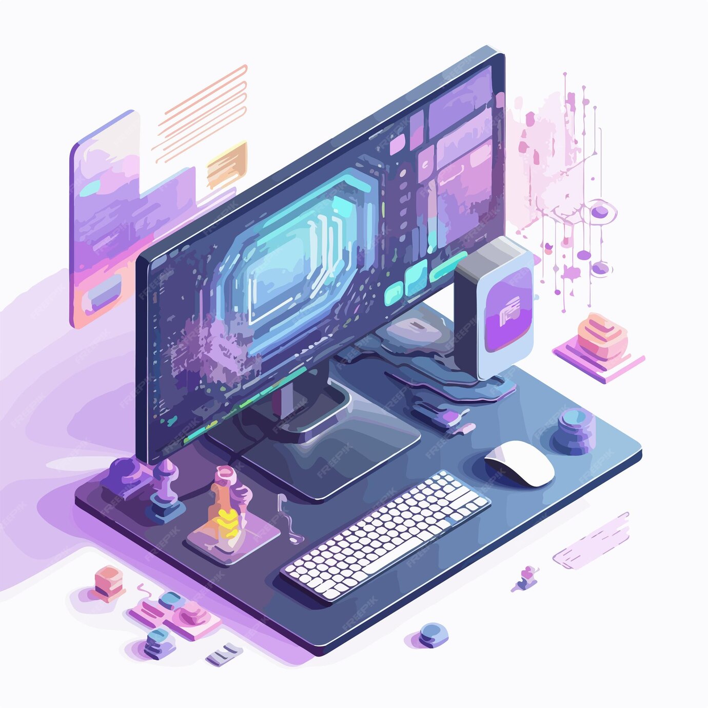 Professional Computer Programming Workspace Concept with Display ... Professional Computer Programming Workspace Concept with Display ...