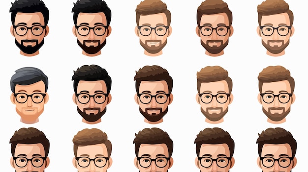Professional Man Avatar Face Constructor Elements For Avatar Creation