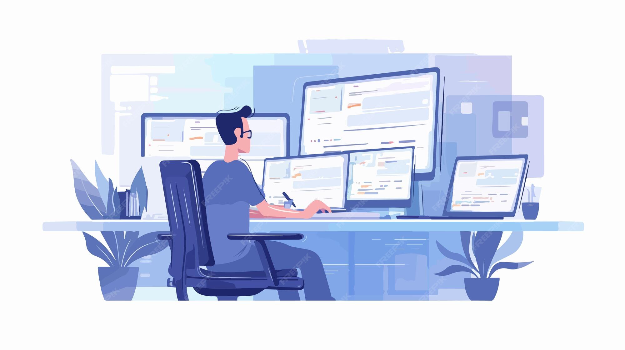 Professional Man Programming Software Concept Programmer Working On