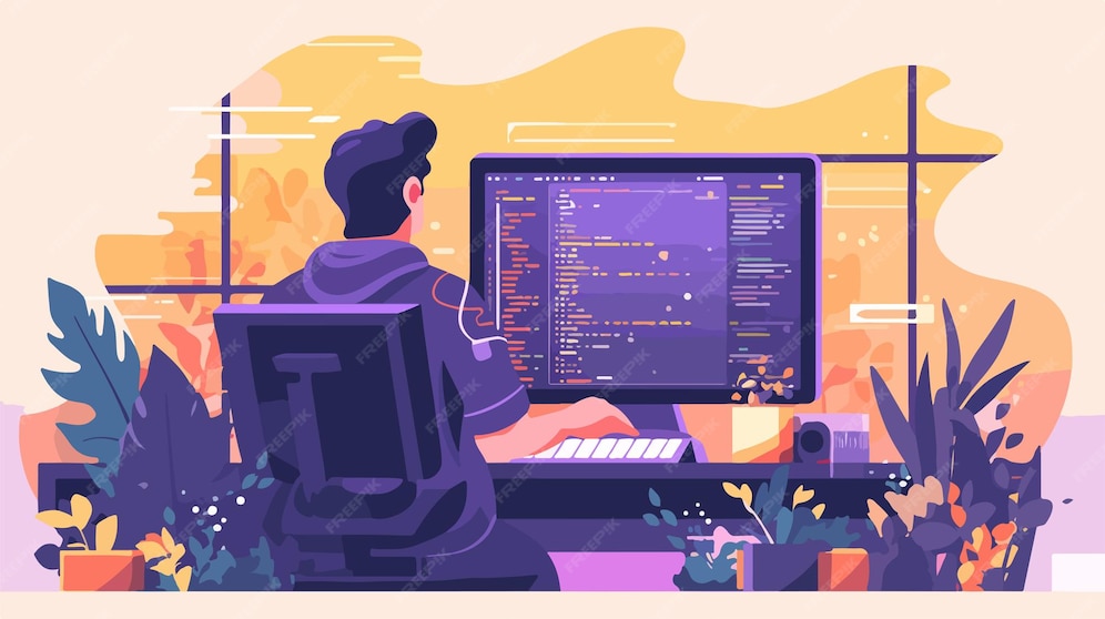 Professional Man Programming Software Concept Programmer Working on Code | Premium AI-generated ...