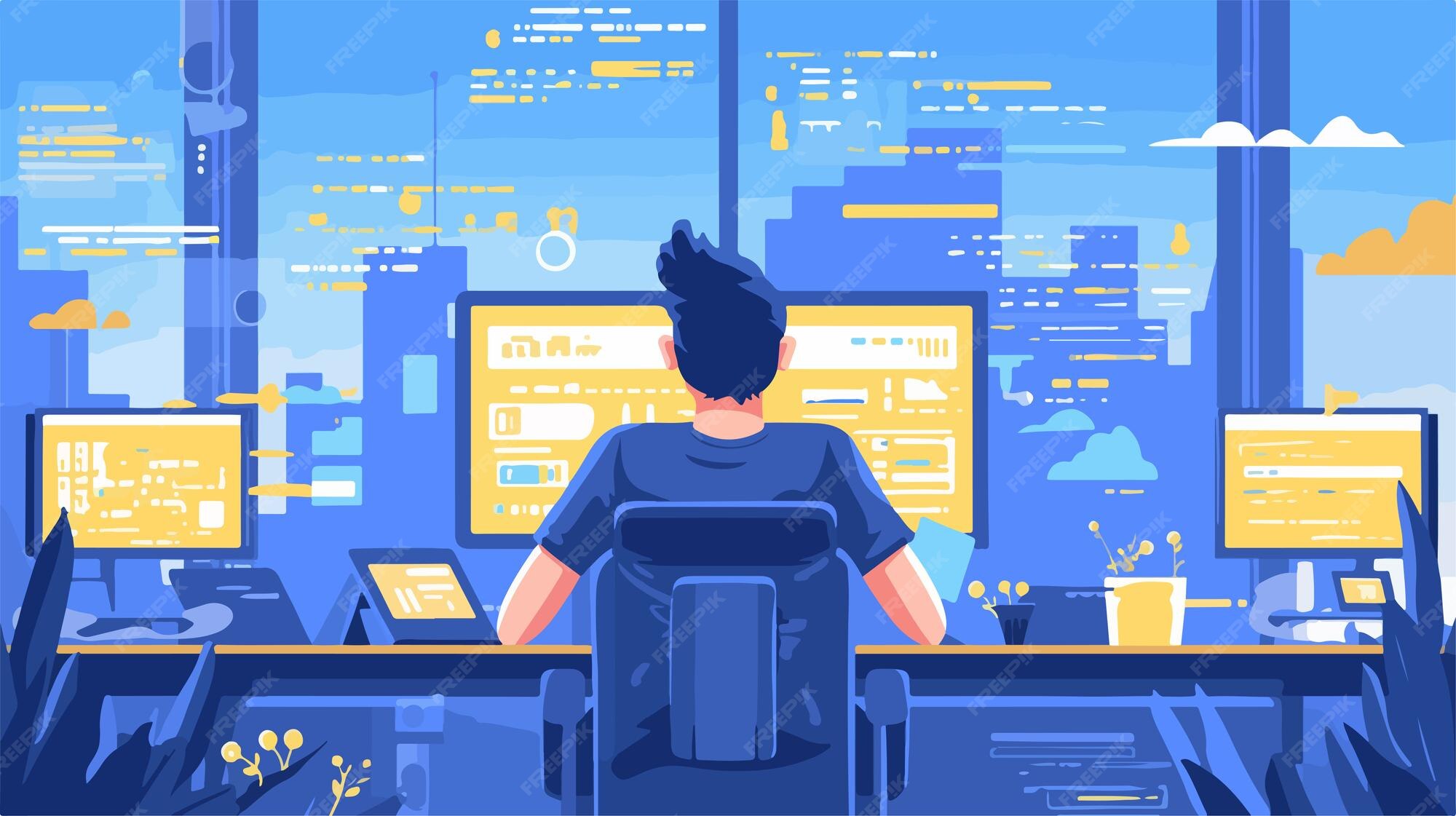 Professional Man Programming Software Concept Programmer Working on Code | Premium AI-generated ...