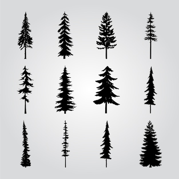Premium Vector | Professional pine trees silhouette vector art Premium Vector | Professional pine trees silhouette vector art