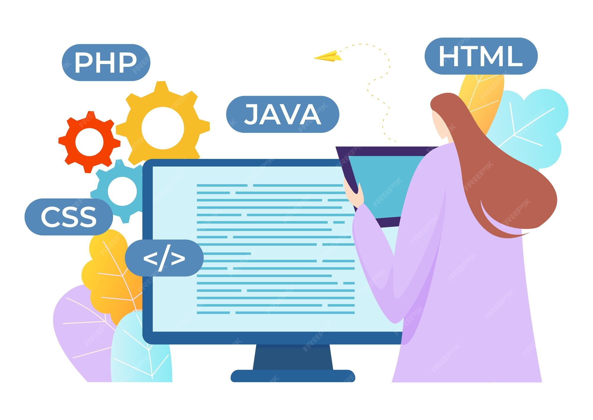 Premium Vector Professional Programmer Woman Character Development Software Programming