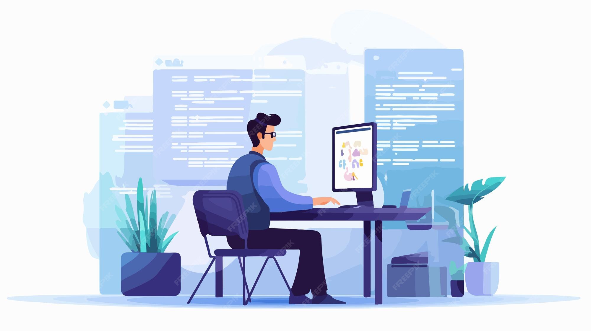 Professional Programmer Working on Software Development Project Coding and Programming Concept ...