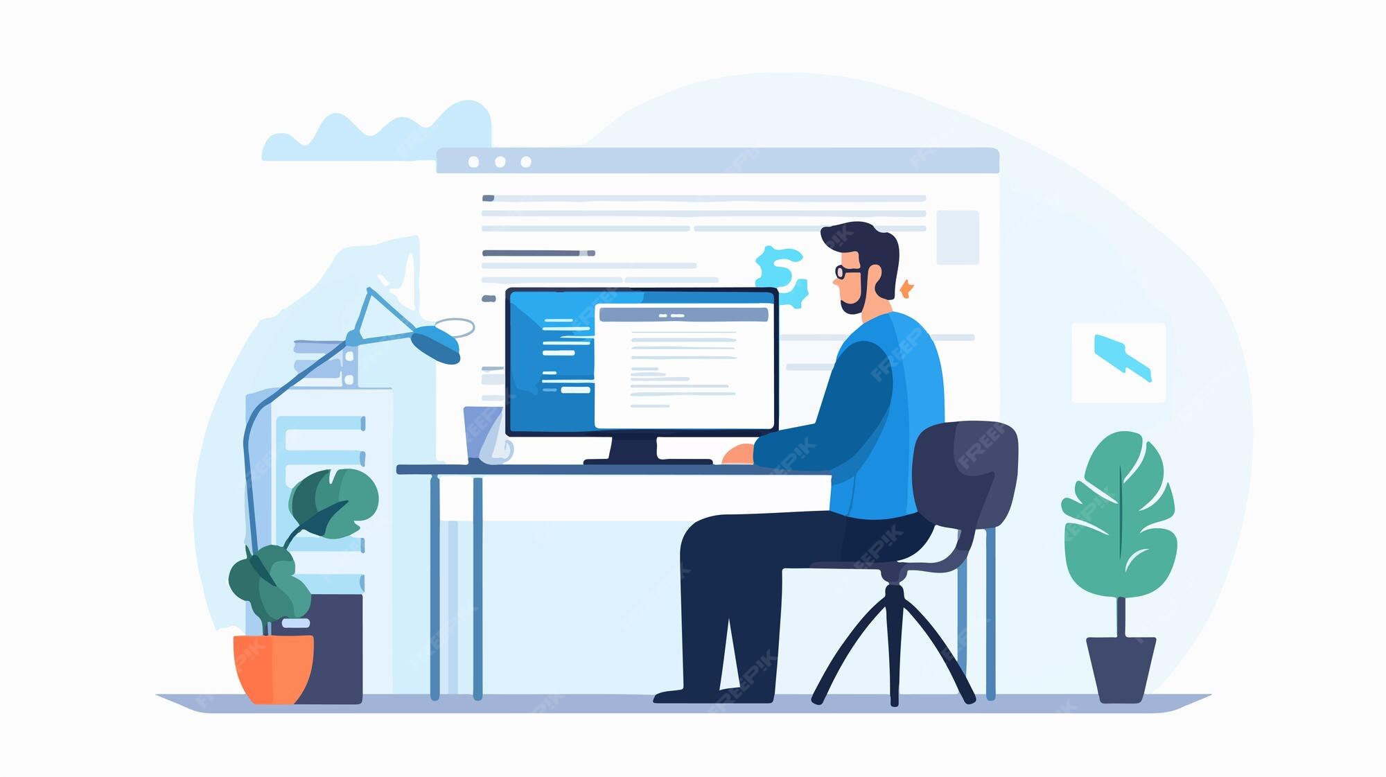 Professional Programmer Working on Software Development Project Coding ...