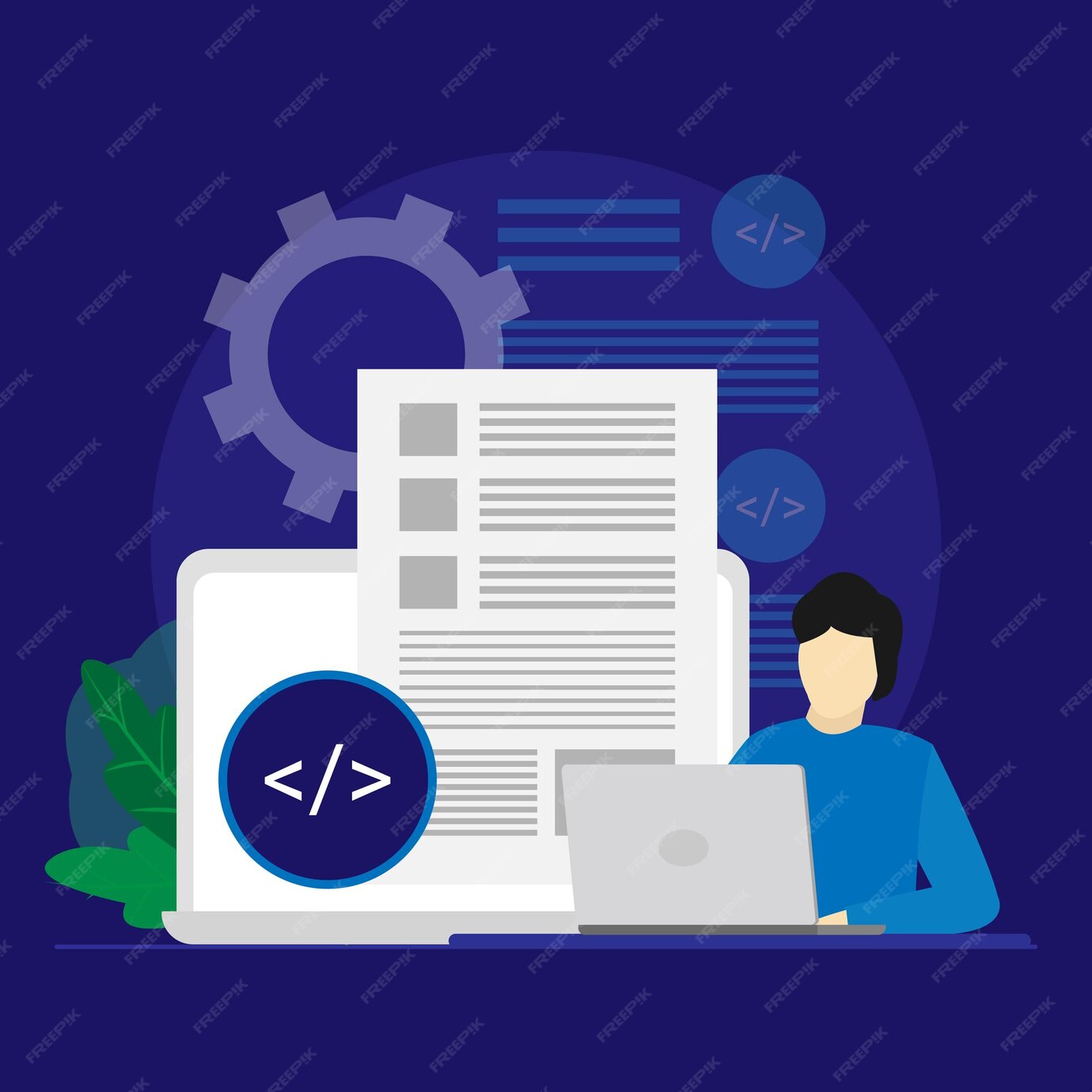 Premium Vector | Professional Programmer working on Web Designing, Web ...