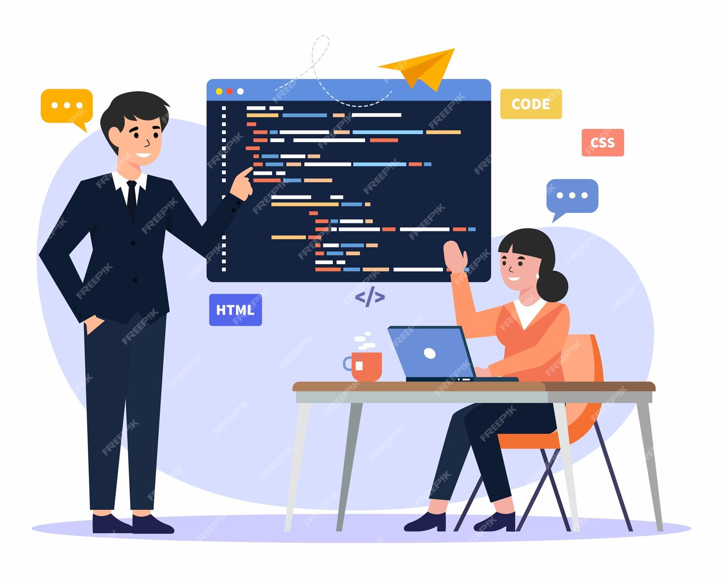 Premium Vector Professional Team Working On A Programming Software