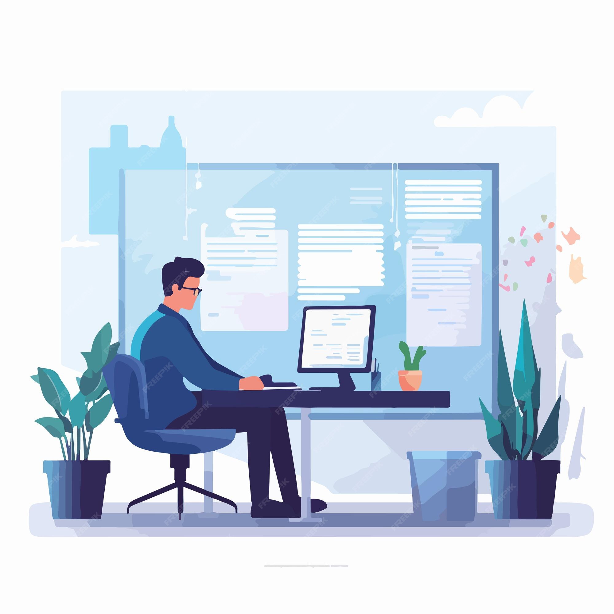 Professional Web Banner Template with Programmer or Coder Sitting | Premium AI-generated vector