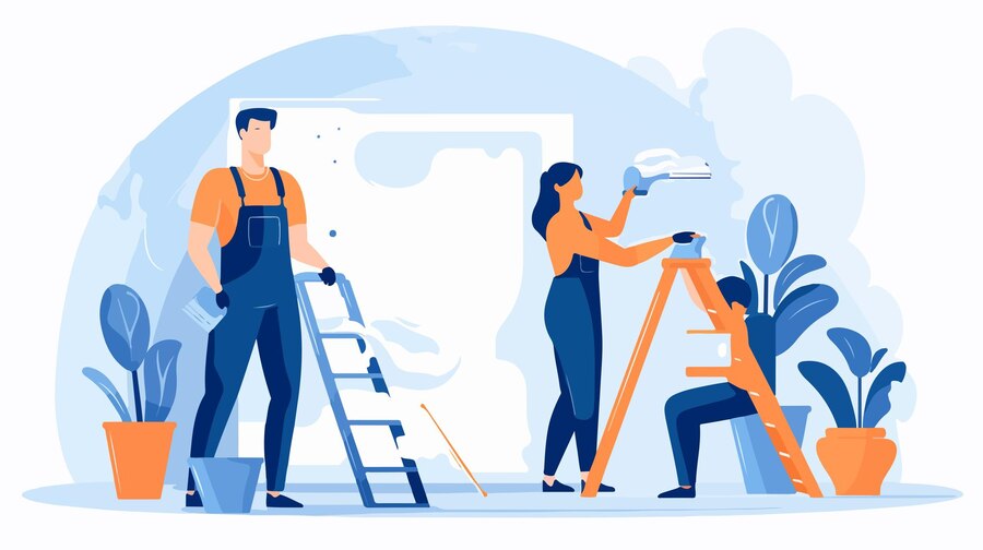 Professional Worker Painting Walls with Roller in Uniform | Premium AI ... Professional Worker Painting Walls with Roller in Uniform | Premium AI ...