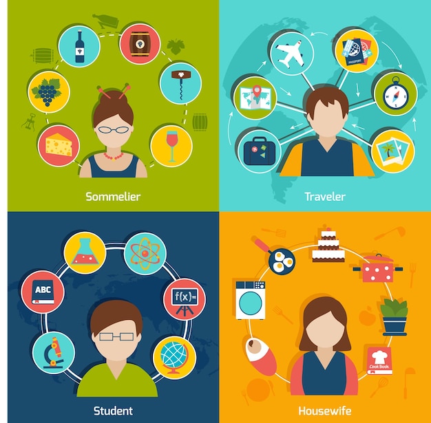 Premium Vector | Professions flat set Premium Vector | Professions flat set