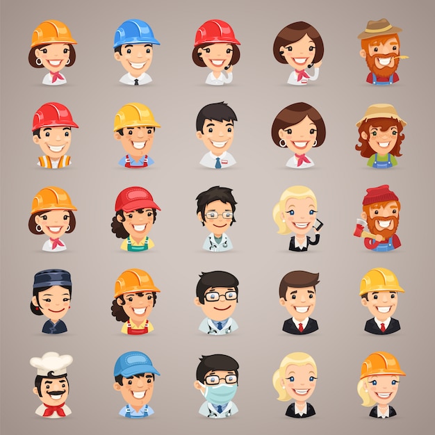 Premium Vector | Professions vector characters icons set Premium Vector | Professions vector characters icons set
