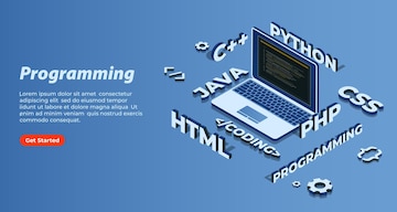 Premium Vector | Program code on 3D isometric laptop screen, 3d text of ...