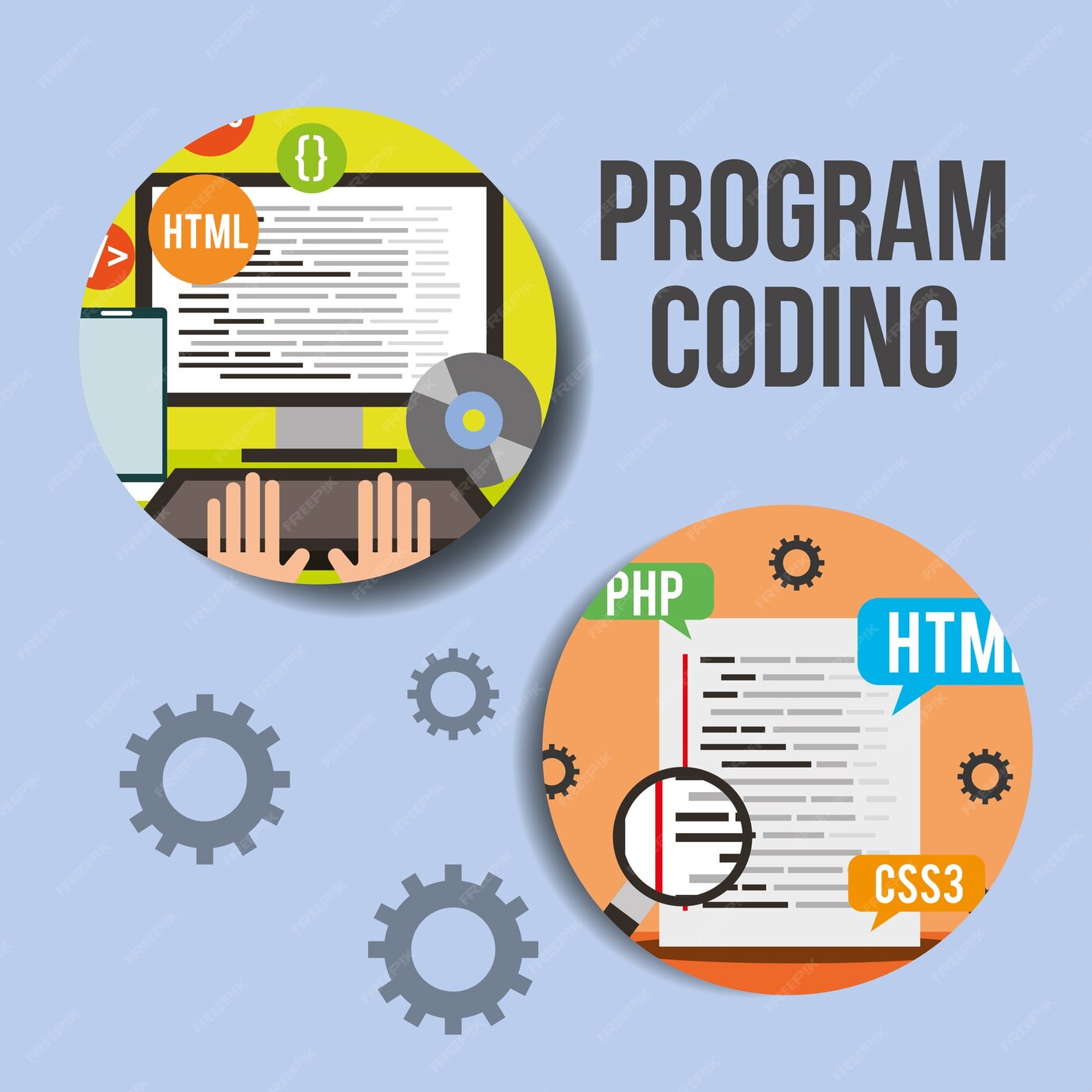 Premium Vector | Program coding computer language software work
