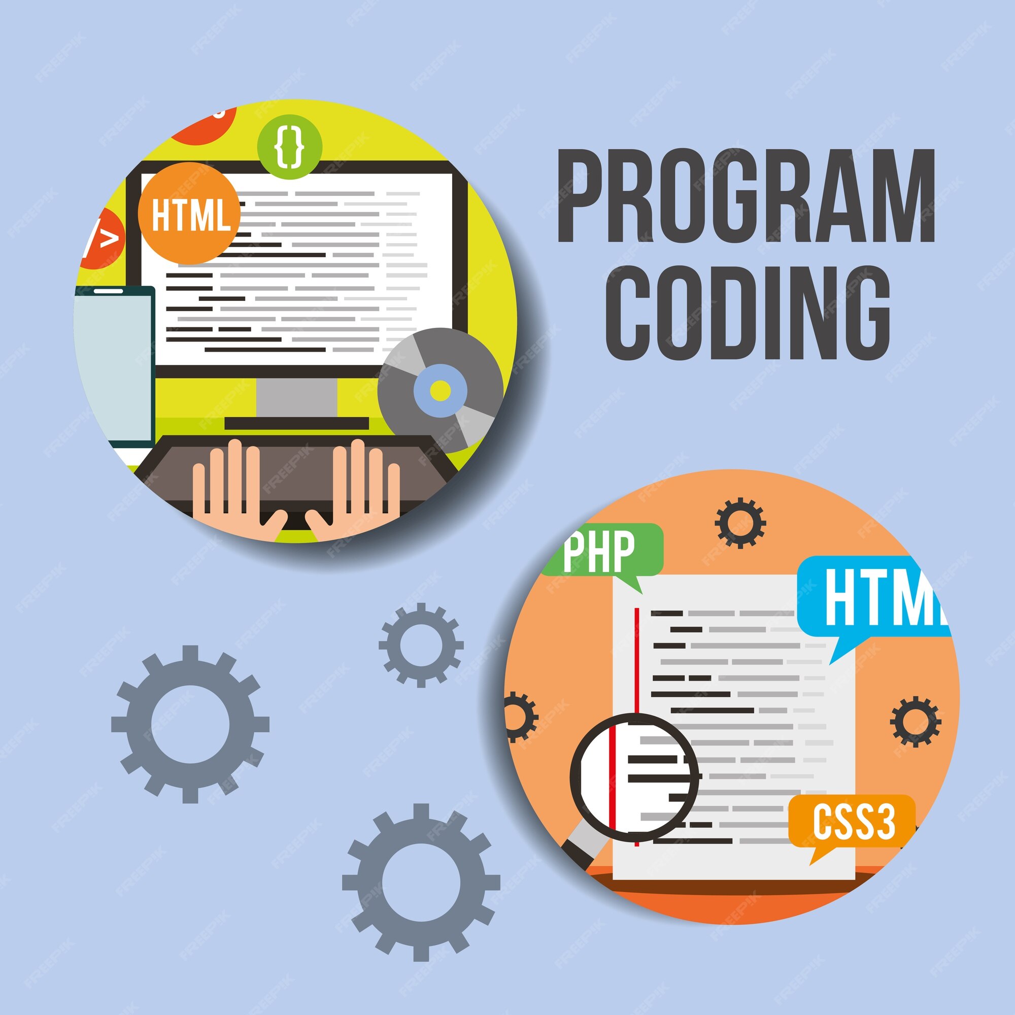 Premium Vector | Program coding computer language software work