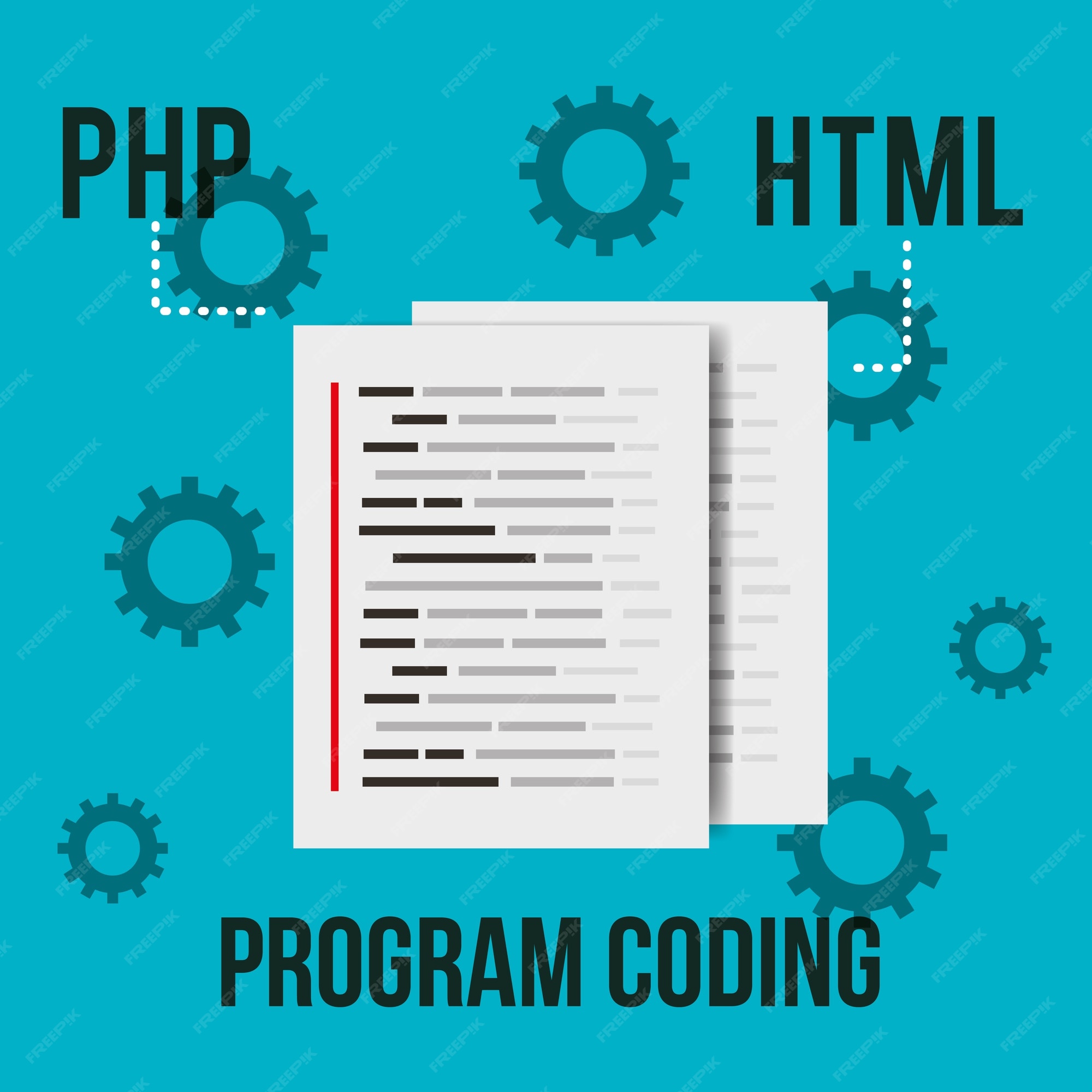 Premium Vector | Program coding document page html settings
